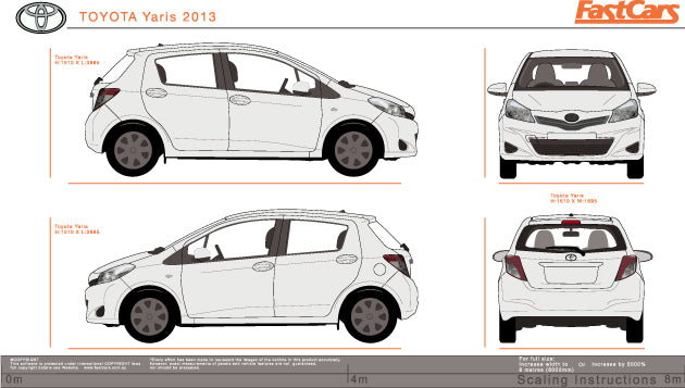 yaris length and width