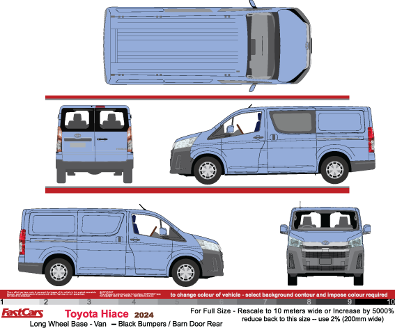 Toyota Hiace 2024 LWB - Black Bumpers - Barn Door Rear – FastCars ...