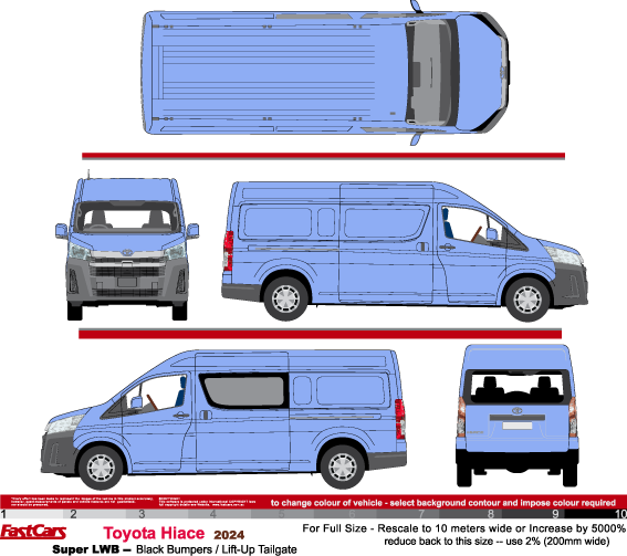 Toyota Hiace 2024 Super-LWB - Black Bumpers - Lift-Up Tailgate ...