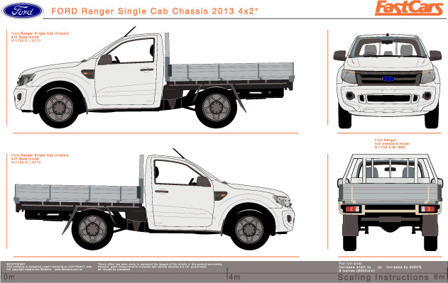 Ford Ranger 2011 to 2015 -- Single Cab Cab Chassis – FastCars Vehicle ...