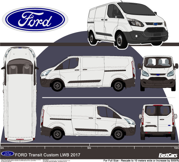Ford Transit Custom 2017 to 2018 -- LWB van – FastCars Vehicle Templates