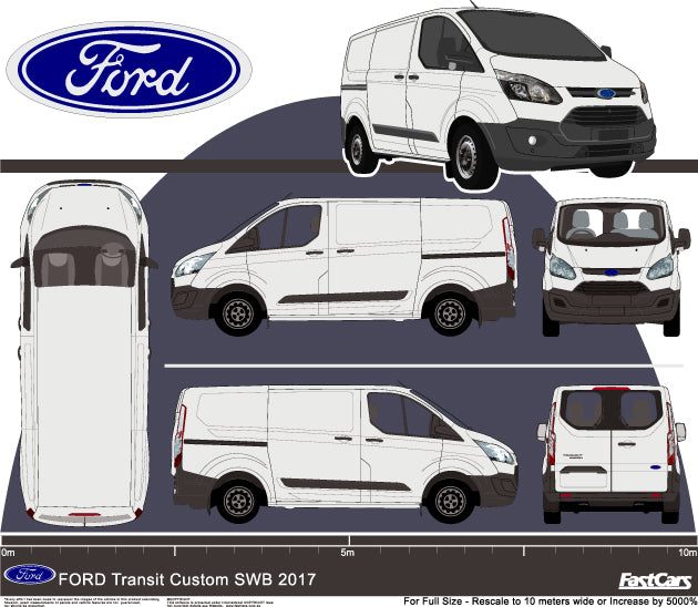 Ford Transit Custom 2017 to 2018 -- SWB van – FastCars Vehicle Templates