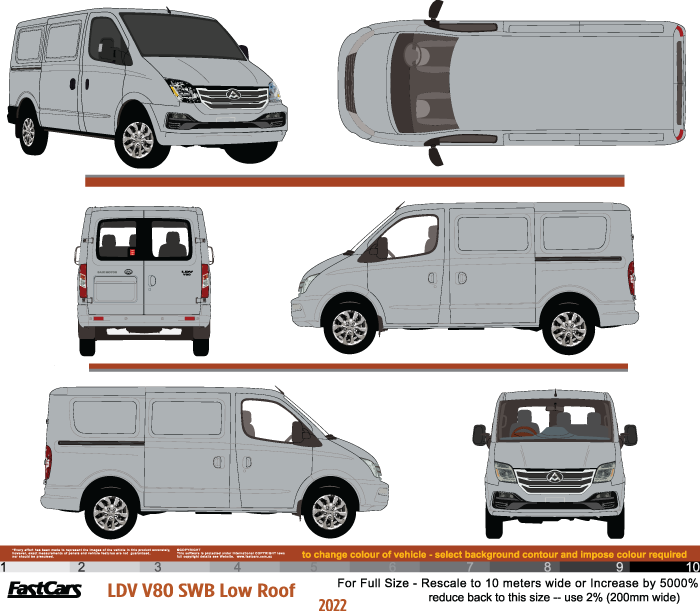 LDV V80 2022 to Current -- Van SWB - Low Roof – FastCars Vehicle Templates