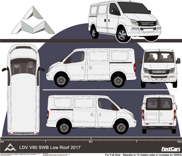 LDV V80 2017 to 2022 -- SWB van - Low Roof – FastCars Vehicle Templates