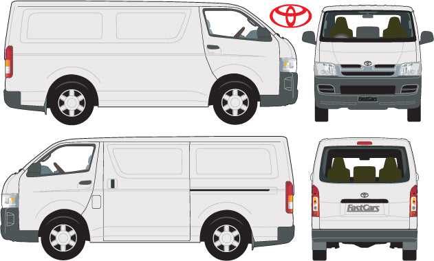Toyota Hiace 2005 to 2013 -- LWB van - Low Roof – FastCars Vehicle ...