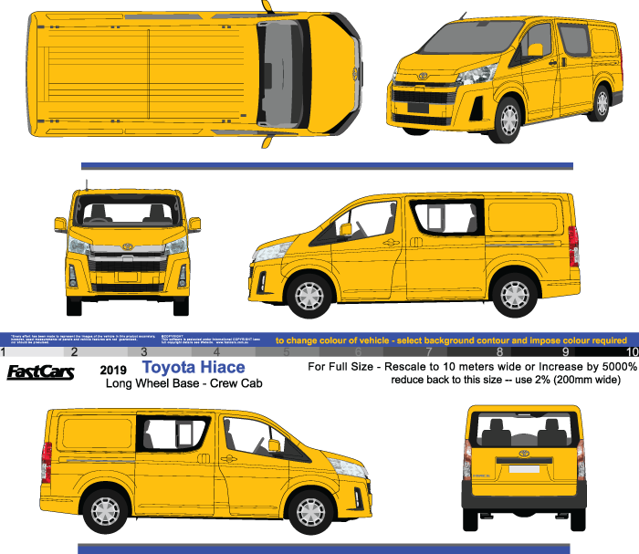 Toyota Hiace 2020 to Current -- LWB - Crew Van – FastCars Vehicle Templates